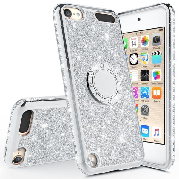 New iPod Touch Case, iPod 7/6/5 Case Glitter Ring Stand Bling Sparkle ...