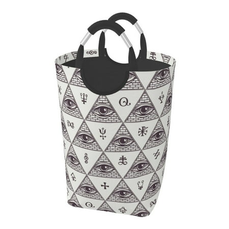 DouZhe 50L Rectangular Laundry Basket, Occult Masonic All Seeing Eyes ...
