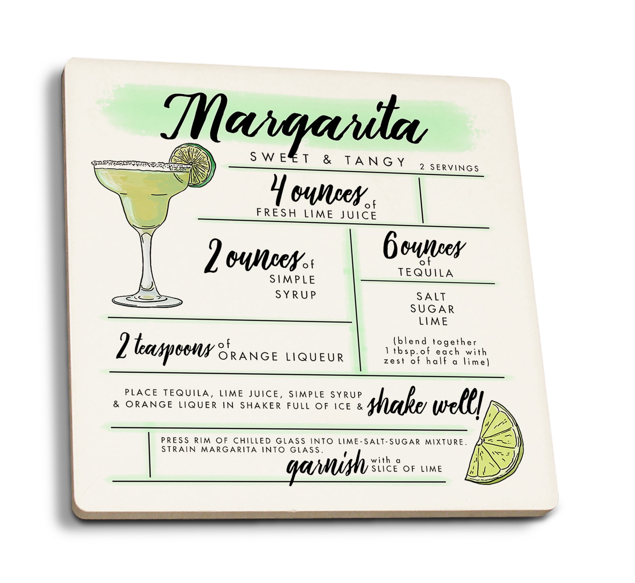 Margarita, Cocktail Recipe (Absorbent Ceramic Coasters Set of 4 ...