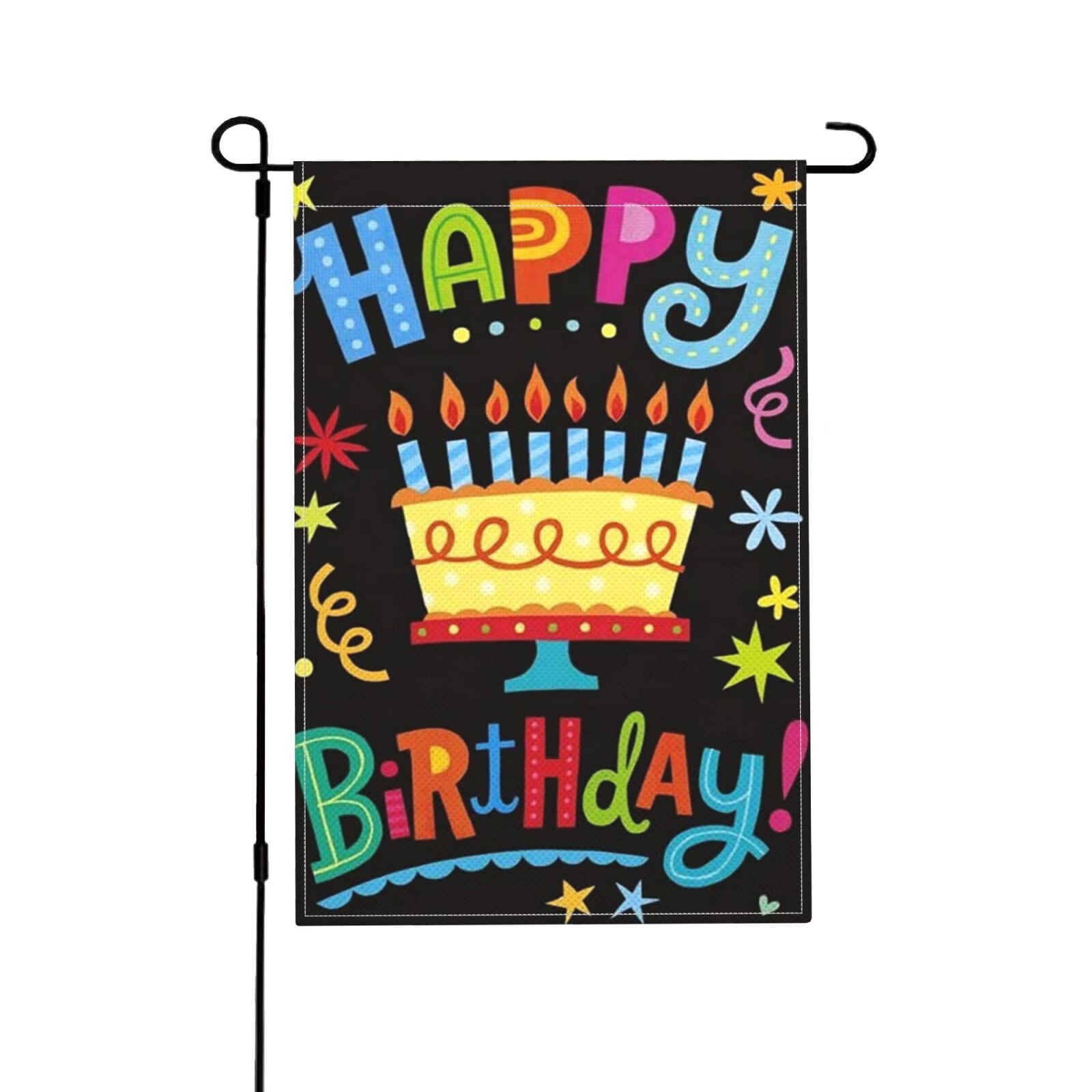 Happy Birthday Garden Flag Happy Birthday Garden Banner Linen Outdoor ...