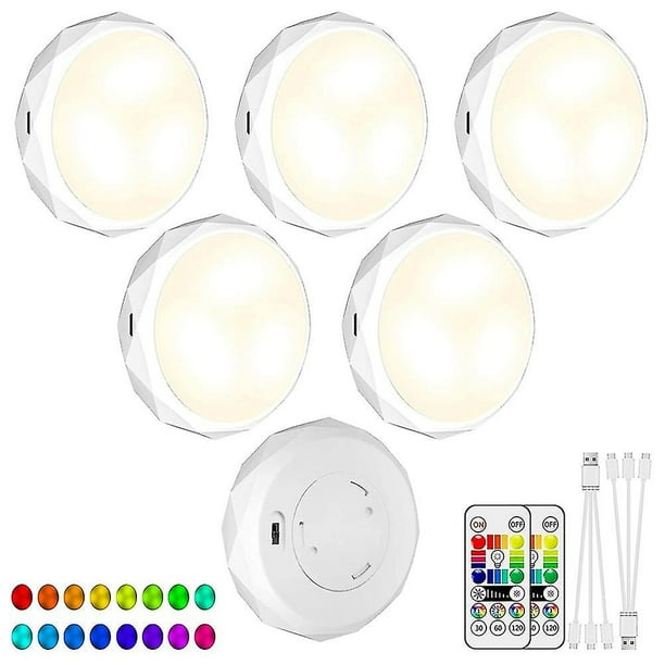 Rechargeable Led Puck Lights 6 Pack,under Cabinet Lighting With Remote ...