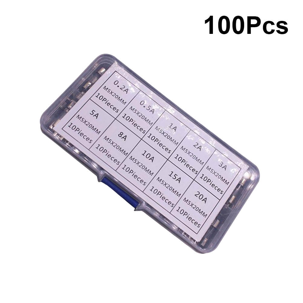 Ounona 100pcs Assorted Glass Fuses For Circuit Safety And Electrical Protection 5.0x2.4x0.6in