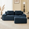 82” Blue Corduroy L-Shaped Modular Sectional Sofa - No Assembly ...