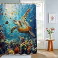 Bathroom Shower Curtain Sea Turtle Blue Ocean Waterproof Shower ...