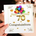 3drose, Image of 70 Birthday Congrats with Gold Hearts Neon Balloons, 6 ...
