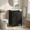 FFZ 24" Modern Bathroom Vanity with Sink - Solid Wood/MDF, 3 Drawers ...