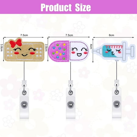 Felt Nurse Badge Reels, Pill Bandage and Syringe Retractable Badge ...