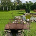 5 ft Garden Bridge, Classic Wooden Arch with Safety Rails Stained ...