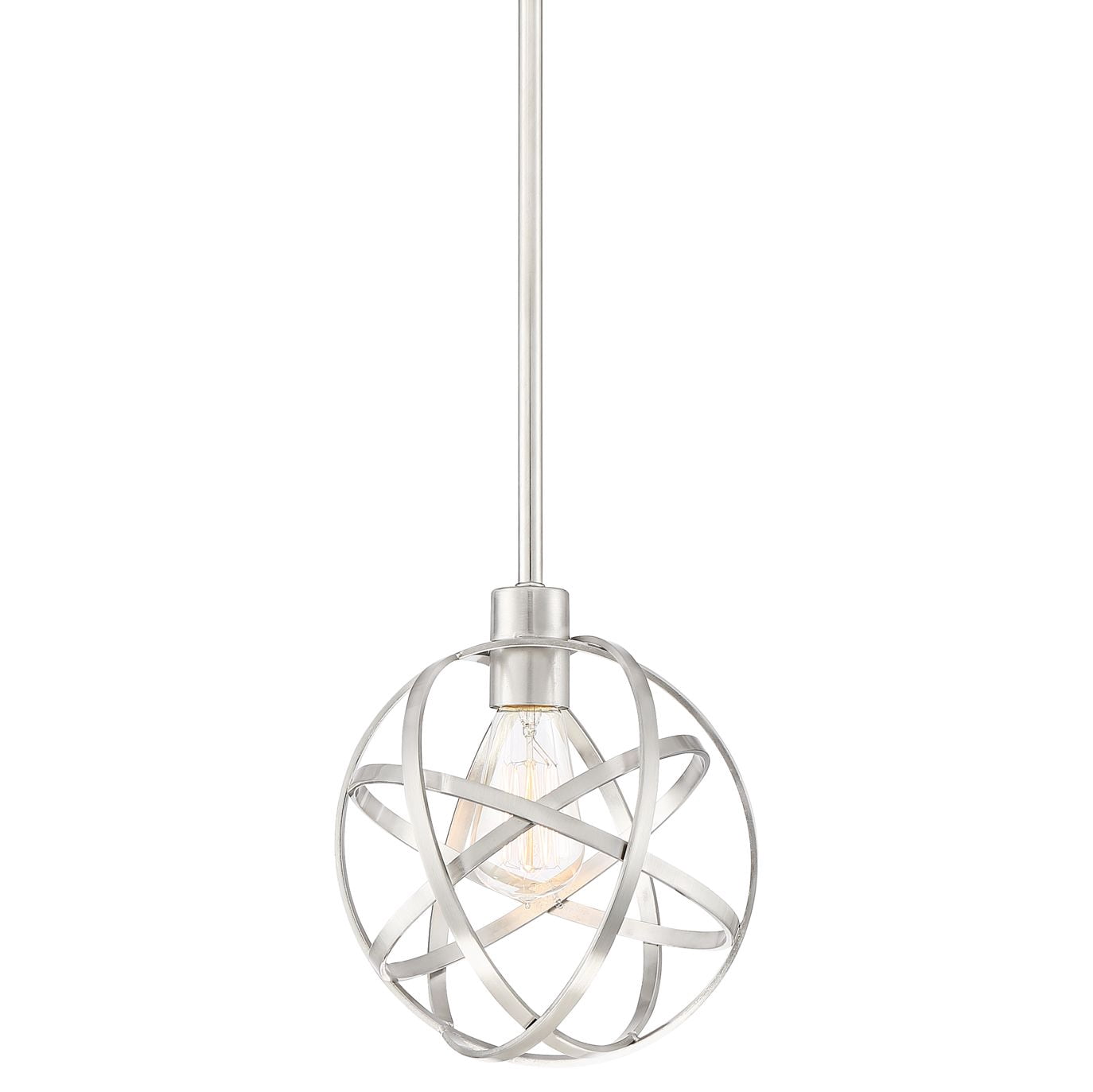 Buy Franklin Iron Works Brushed Nickel Cage Mini Pendant Light 8 1/2 ...