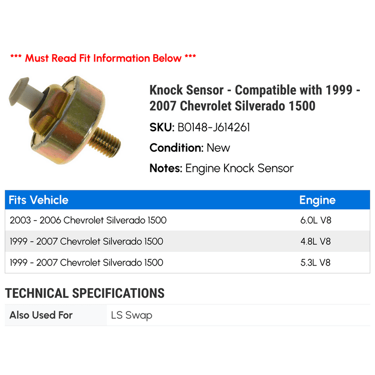 Knock Sensor For 2002 Chevy Silverado Bad Knock Sensor: Common