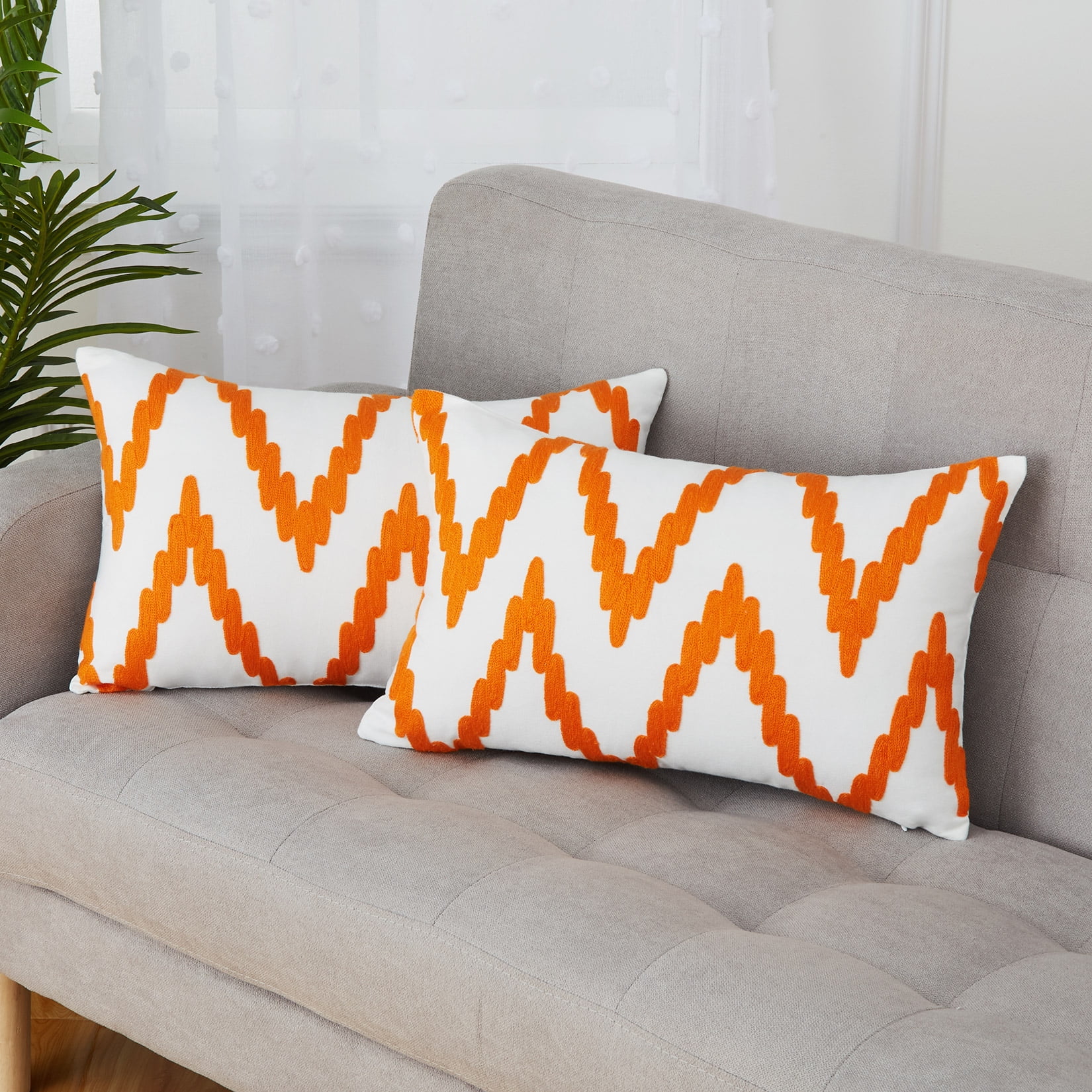 GlowSol 2 Pcs Farmhouse Throw Pillowcase 12" x 20" Rectangle Cotton ...