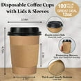 100 Pack 12 oz Paper Coffee Cups, Disposable Coffee Cups with Lids and ...