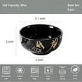 6- Black and Marble Ceramic Bowls Set, 20 oz Style Porcelain Soup ...