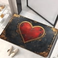 1 Dark-Background Floor Mat with Red Heart Print Pattern — Non-Slip ...