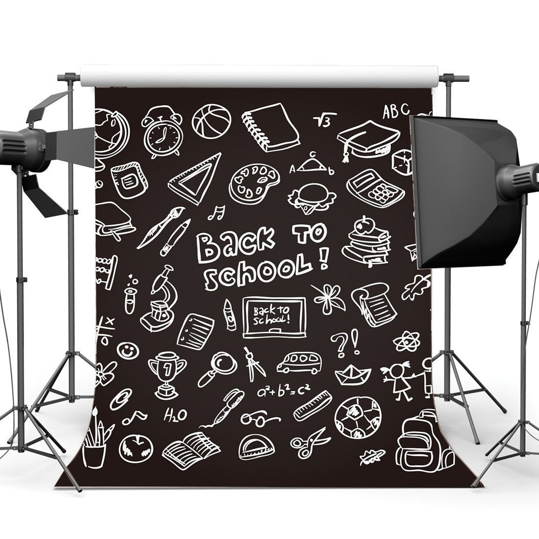 MOHome 5x7ft Photography Backdrop Back to School Hand Painting Books ...