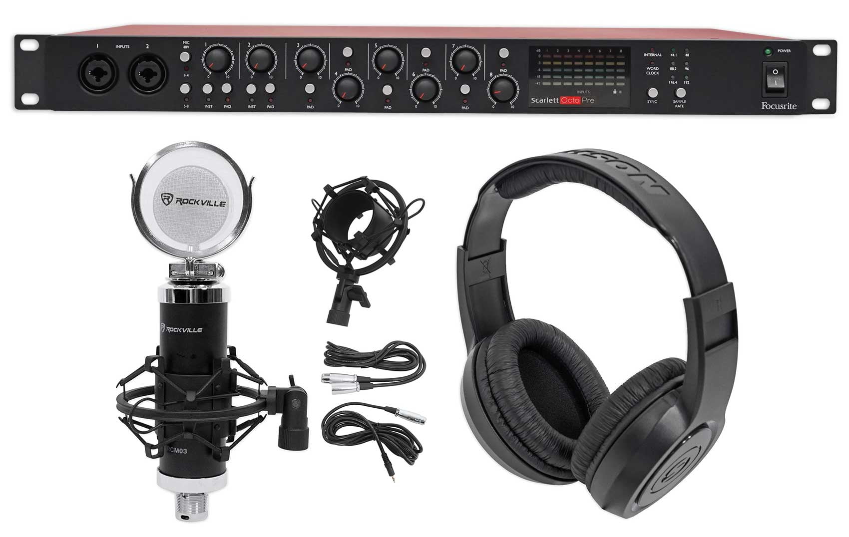 Focusrite Scarlett OctoPre 8-Channel Microphone Mic Preamp+Studio Mic ...