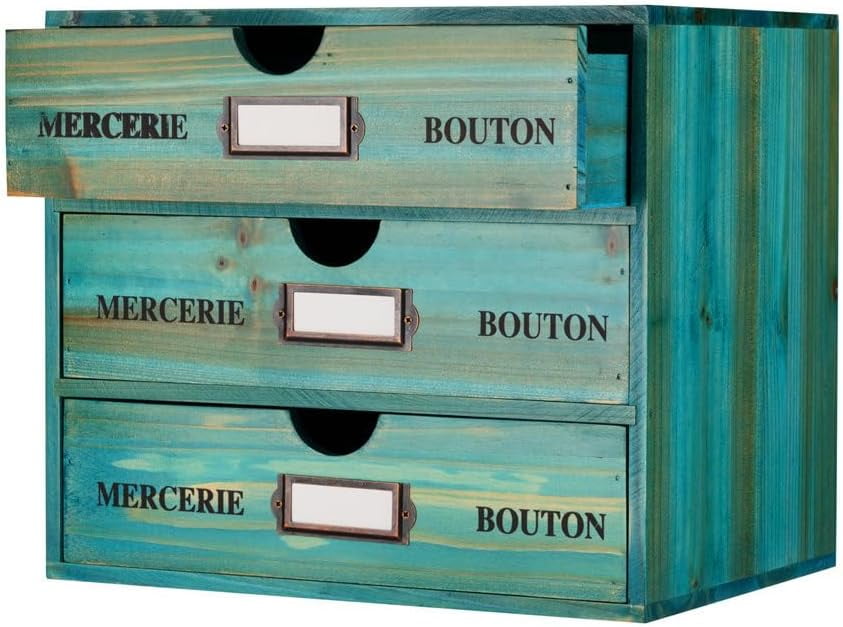 SHMAMT Wooden Storage Box with Drawers Vintage Office Supplies and ...