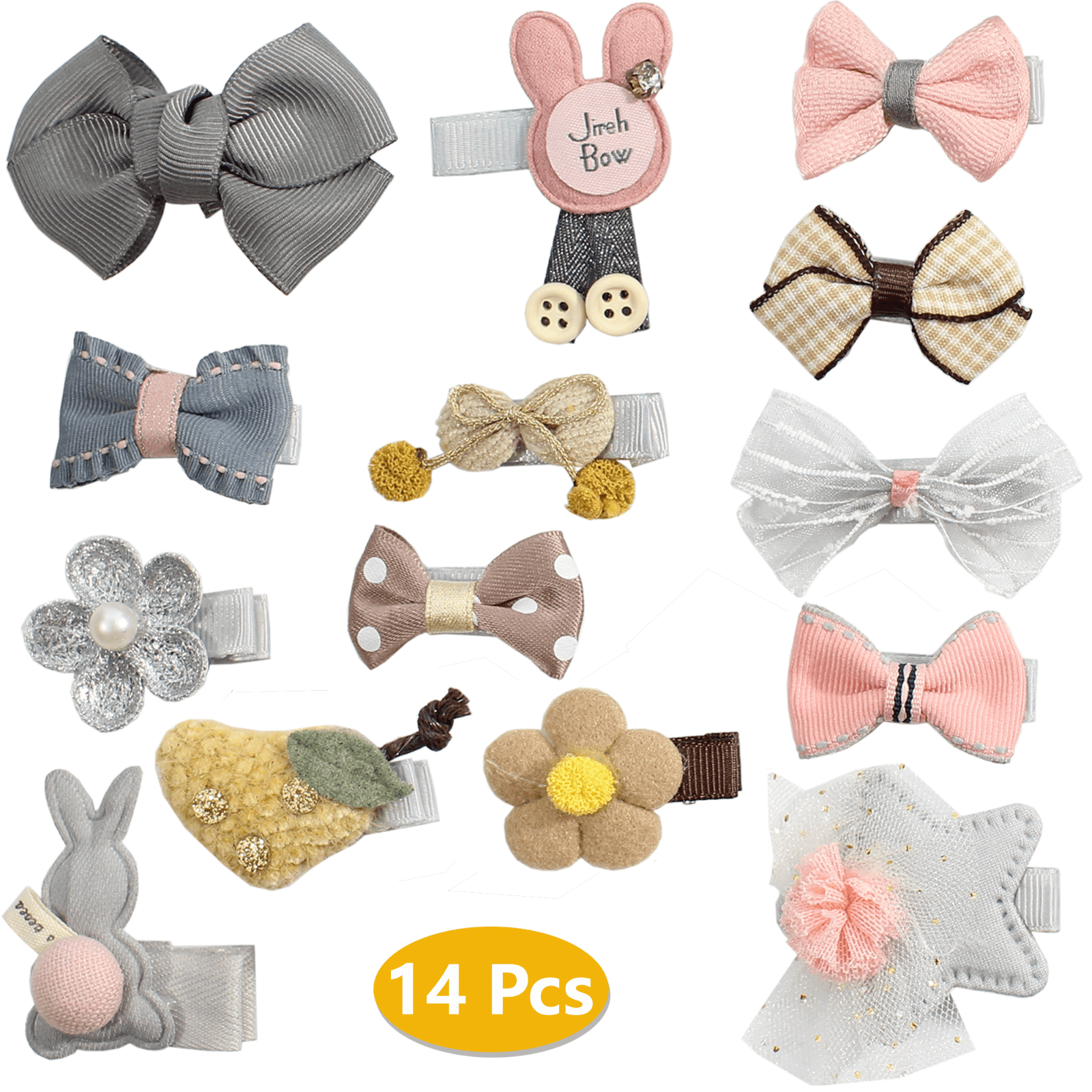 14 Pcs Baby Hair Clips and Hair Ties, Cute Bow Hairpins Hair Bands ...