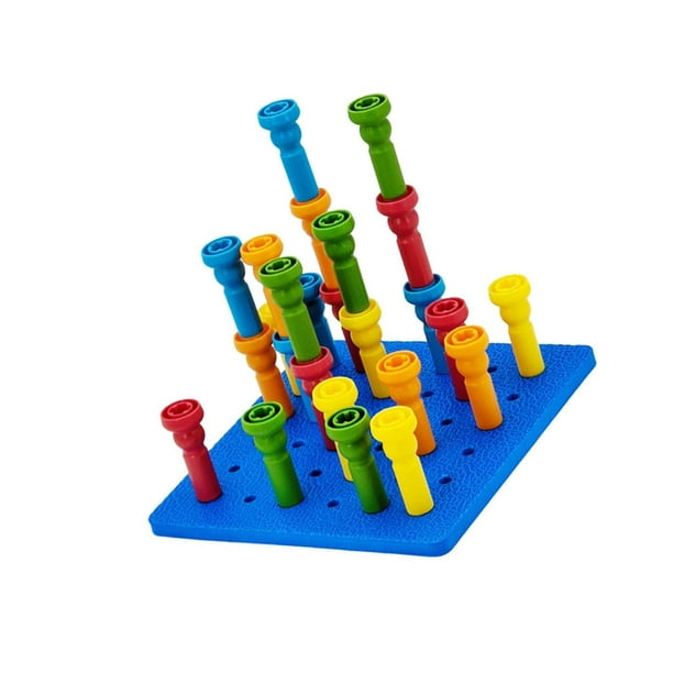 Stacking Peg Board Set Preschool 25 Toy Colors Pegs & Board Montessori ...
