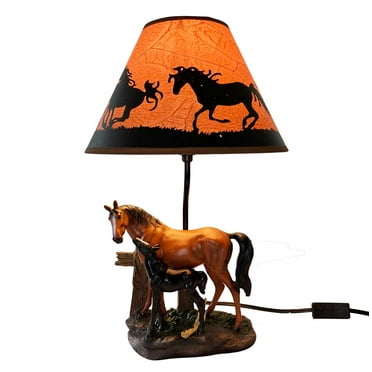 Zeckos Brown Stallion Horse Table Lamp W/ Nature Print Shade - Walmart.com