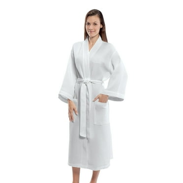 HeatWave European Spa & Bath White Waffle Weave Terry Cloth Robe w ...