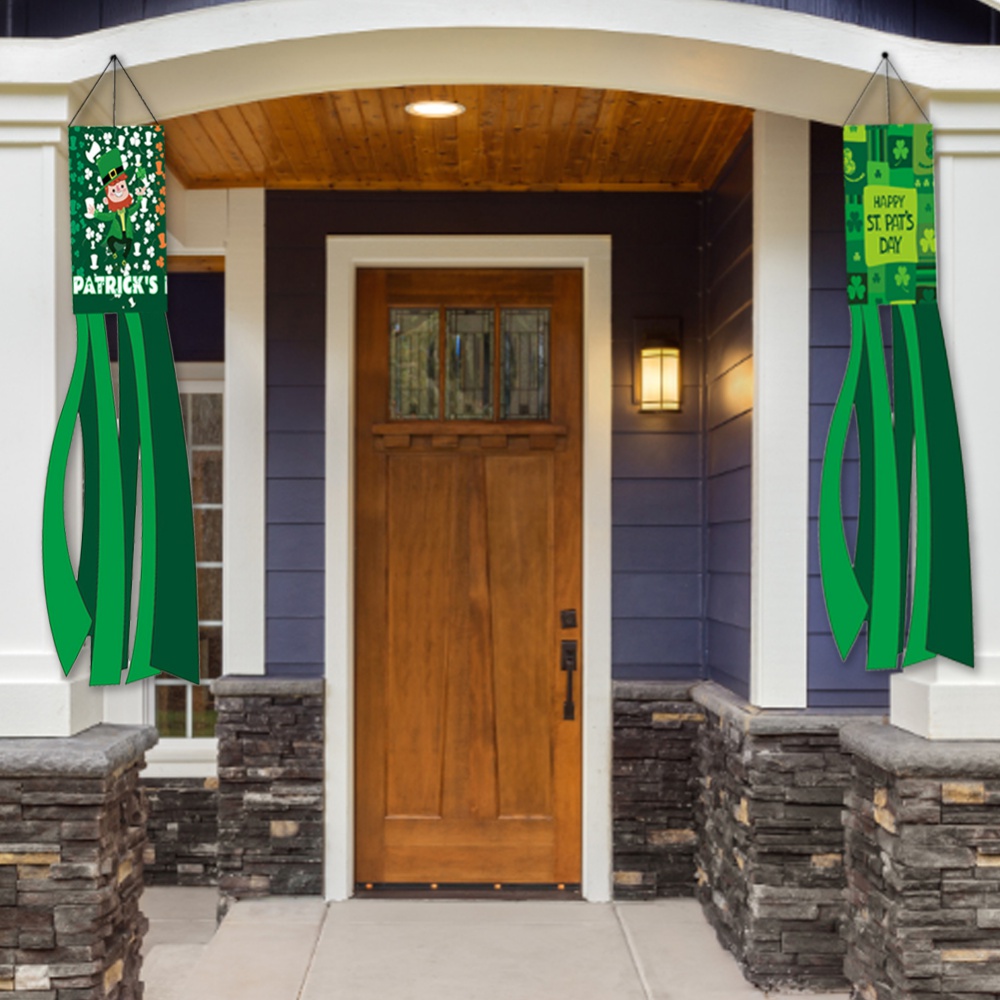 2 Pieces St. Patrick's Day Windsock Shamrock Windsock Flag Irish Green ...