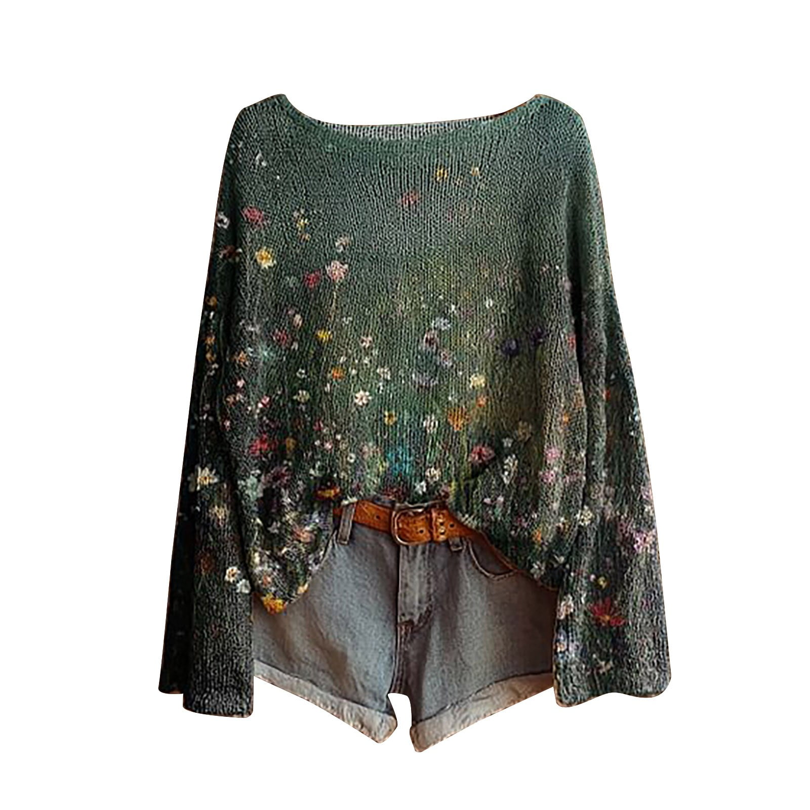 Click here for Breezora Floral Bohemian Print Pullover Sweater Fo... prices
