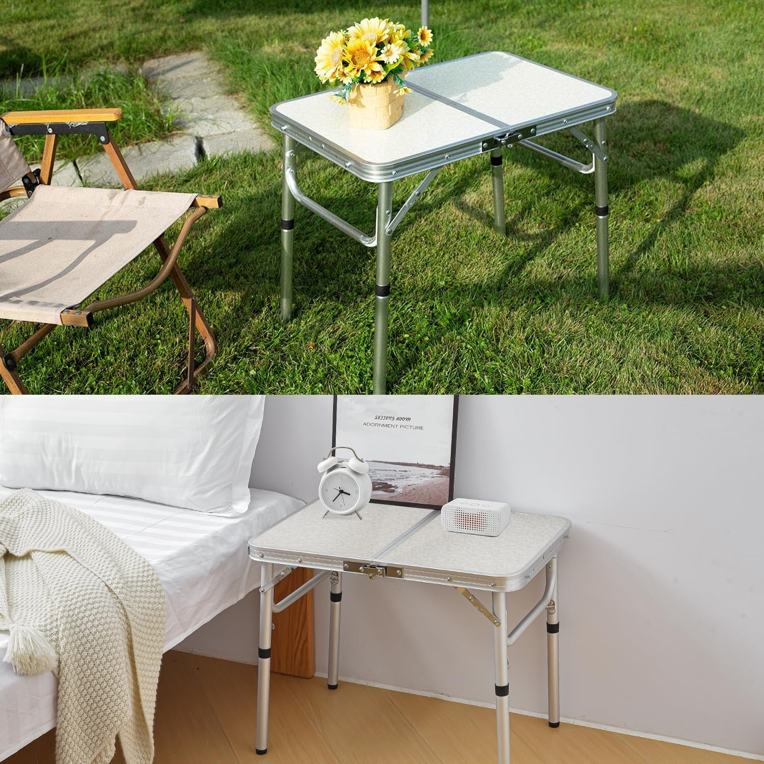 Aluminum Foldable Camping Table Adjustable Height Mesh Layer 24 L x16 W for Outdoor Picnic Beach Walmart