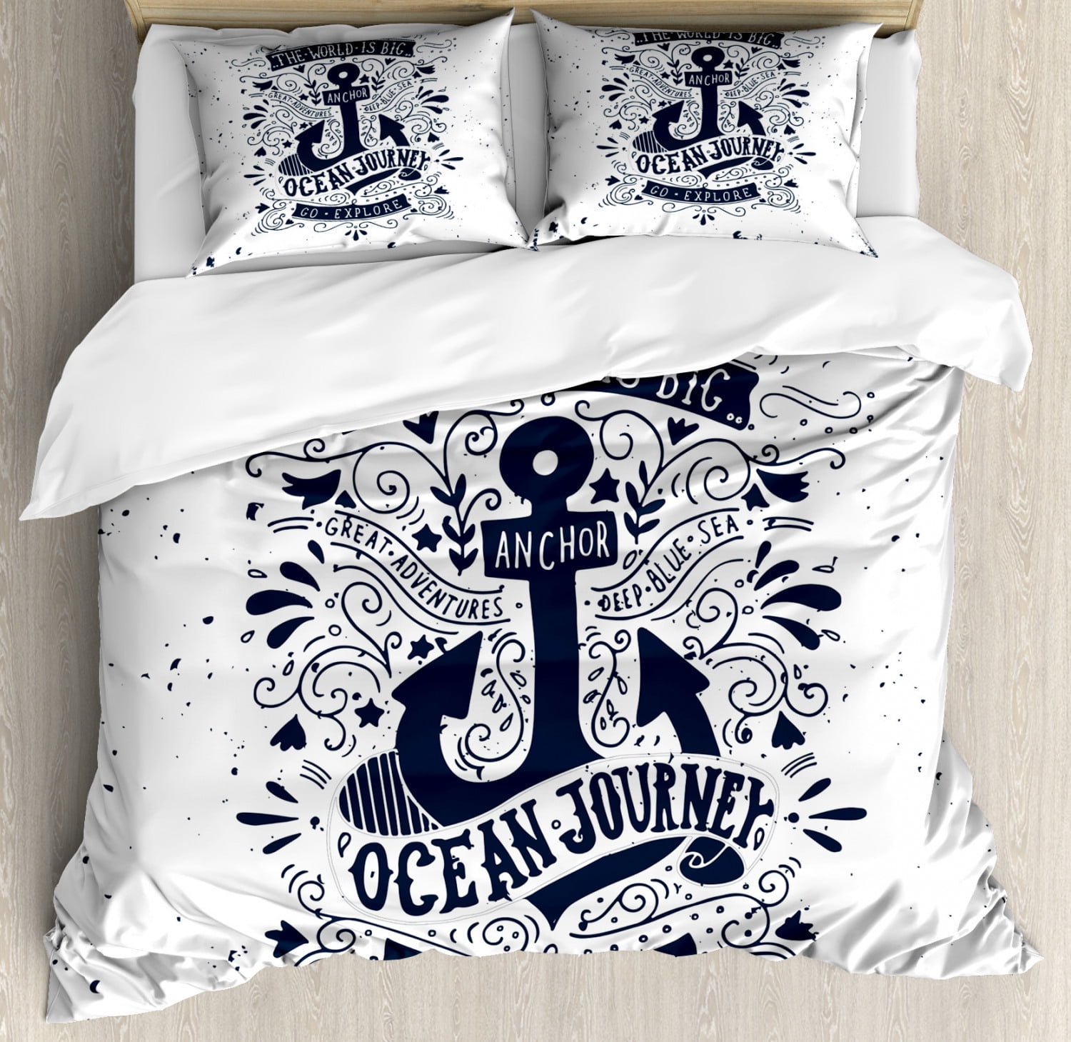 Anchor King Size Duvet Cover Set, Adventure and Exploration Themed ...