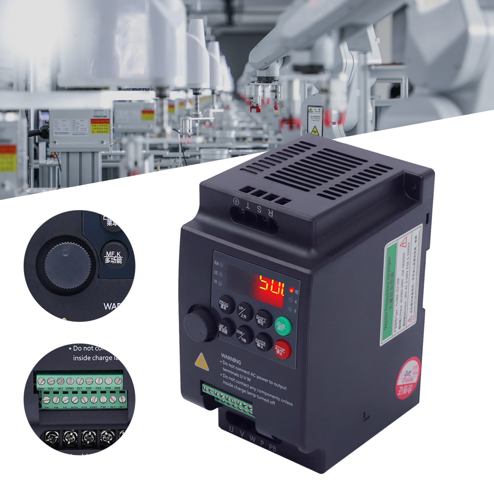 TOOL1SHOoo Variable Frequency Drive,AC 220V/2.2KW 3HP 10A CNC VFD Single Phase to 3 Phase ...