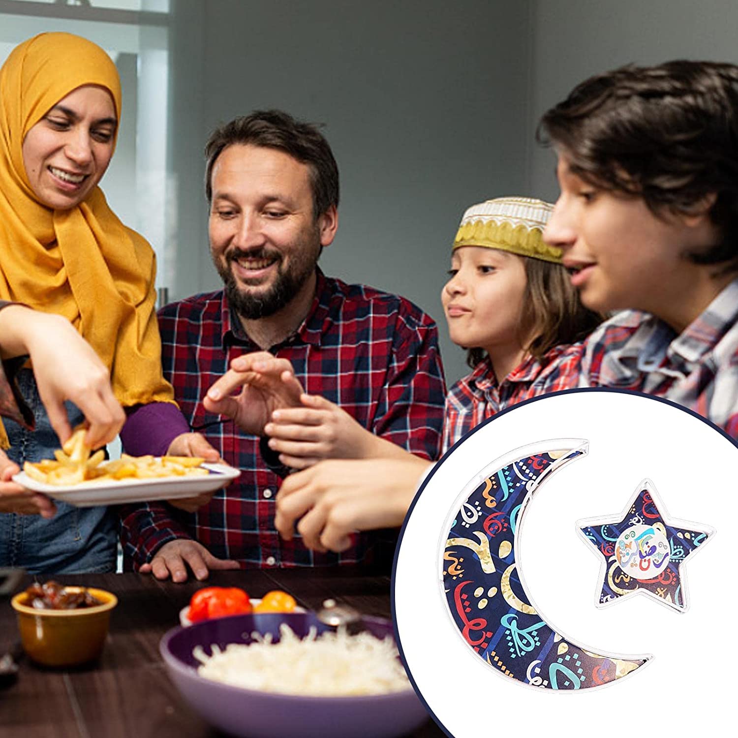 Ramadan Food Tray, Moon Star Wooden Wrought Iron Craft Party Festival ...