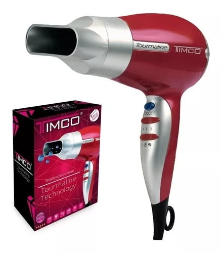 Secadora De Cabello Con Boquilla Timco® Tourmaline Cer + Ion Rojo Timco ...