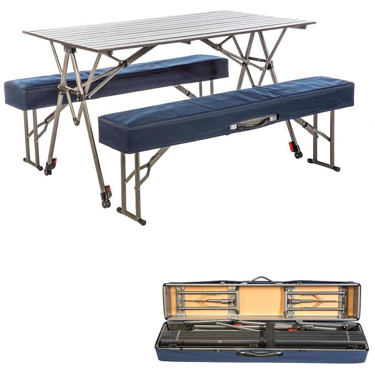 Kamp Rite Kwik Set Table with Benches, Silver - Walmart.com
