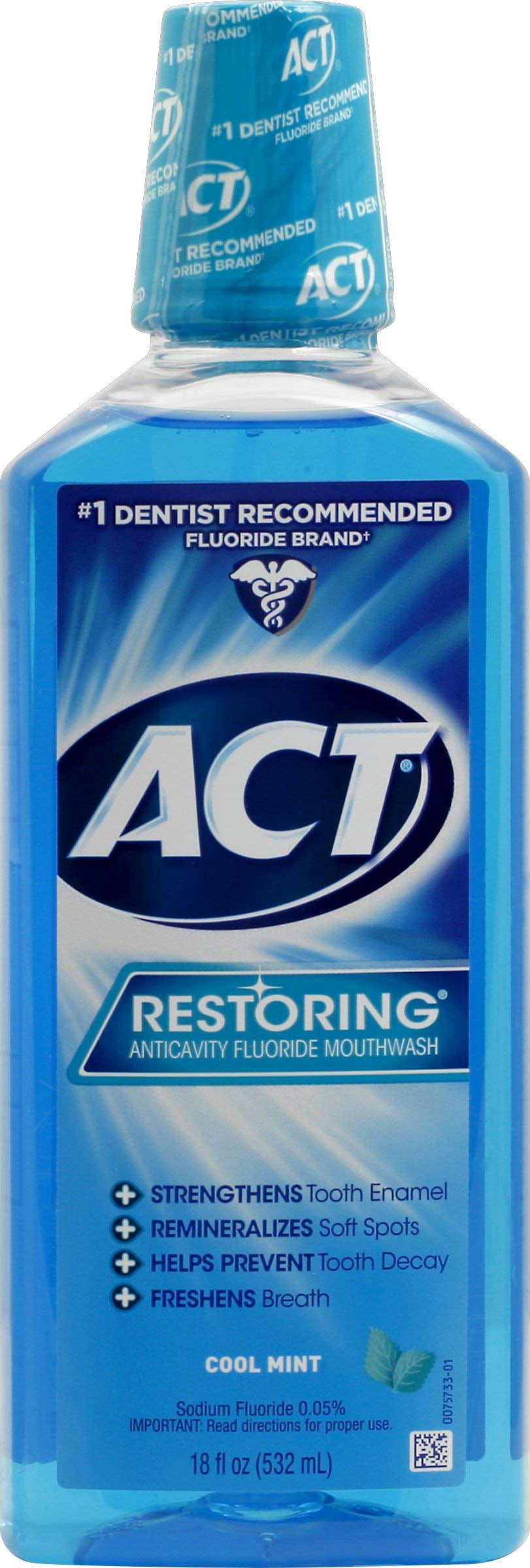Enjuague bucal ACT Restoring Fluorine Cool Mint 532 ml | Walmart en línea