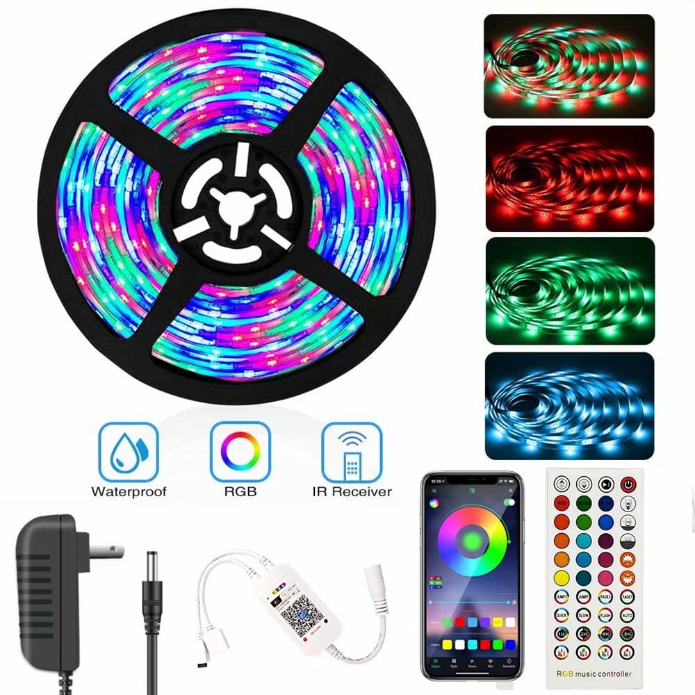 LED Strip Lights,16.4ft Waterproof RGB Colored Rope Light Strip Kit ...