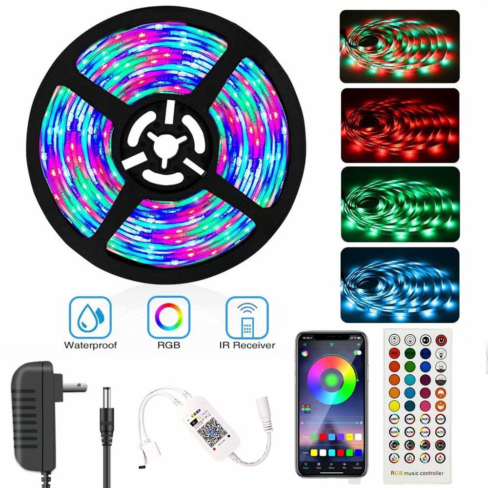 LED Strip Lights,16.4ft Waterproof RGB Colored Rope Light Strip Kit ...