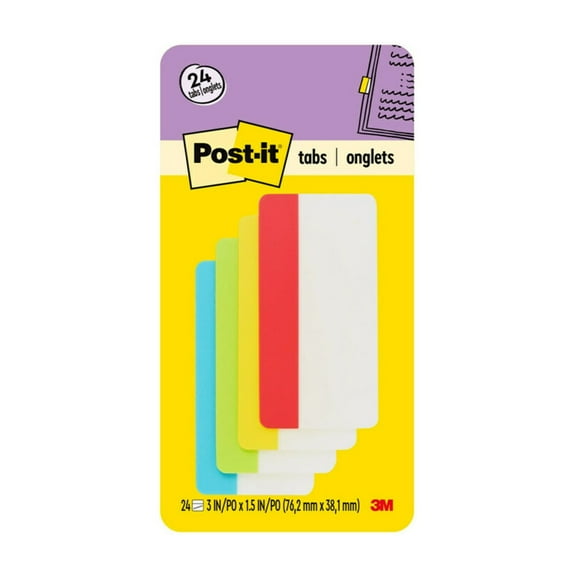 Post-it Durable Sticky Office Index Tabs, 2" Wide, 4 Assorted Bright ...