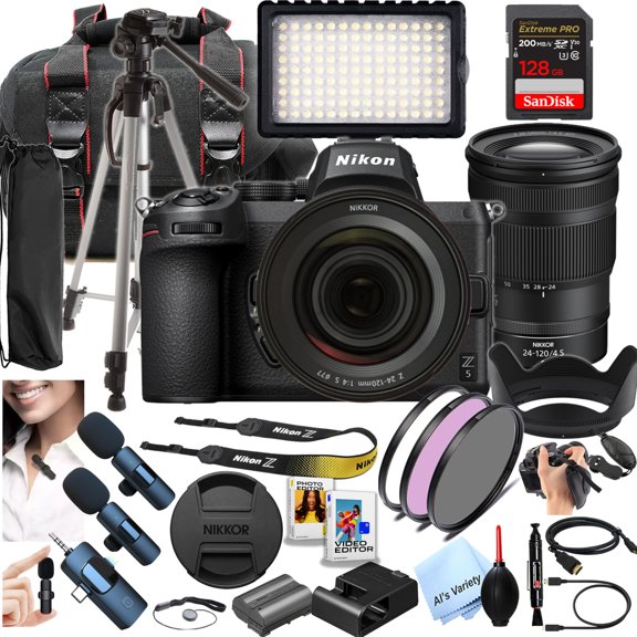 Nikon Z5 Camera w/NIKKOR 24-200mm Lens, 128GB, Case, Tripod, Filters ...