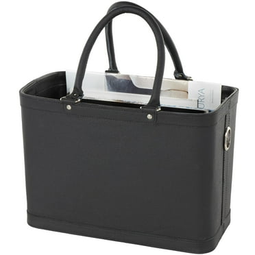 DecMode 21", 20"W Brown Leather Handmade Box Style Magazine Holder with ...