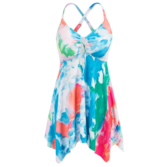 Hanna Nikole Women Plus Size Two Piece Swimsuit Cross Back Tankini