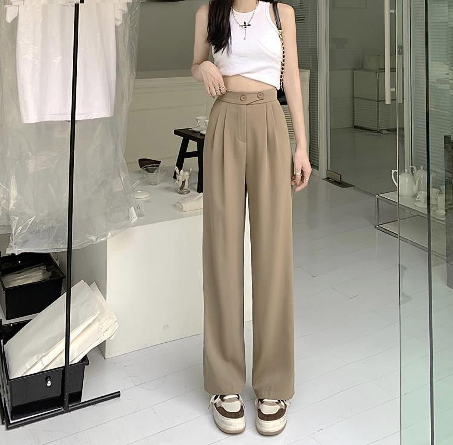 Pantalones anchos y elegantes de pierna ancha para mujer, traje ...