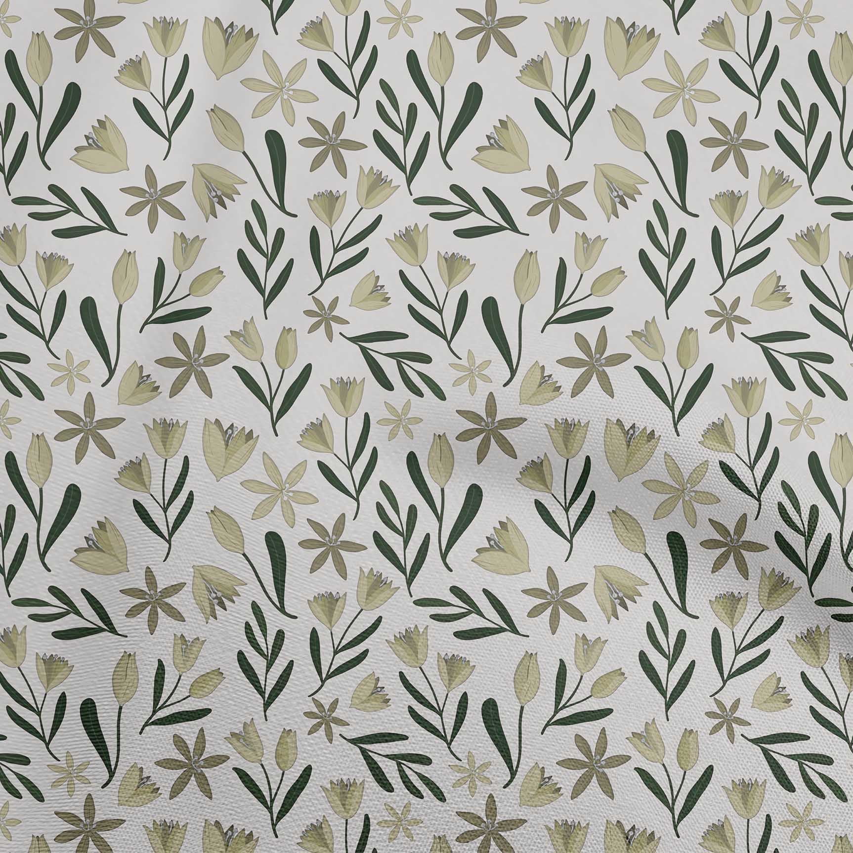 oneOone Cotton Cambric Light Green Fabric Floral Sewing Material Print ...
