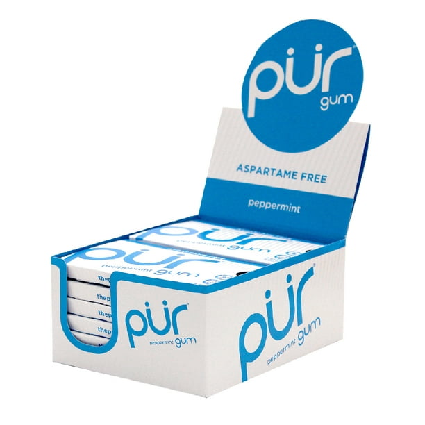 PUR Gum Sugar Free Chewing Gum with Xylitol - Natural Peppermint Flavor ...