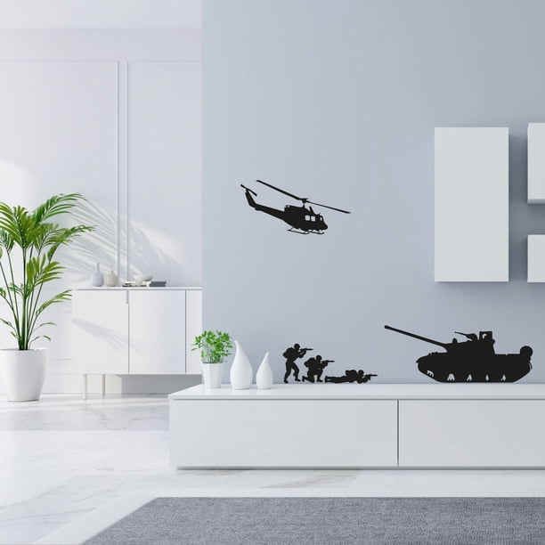 Helicopter Military Tank Swat Team Army Men Soldier Wall Sticker Art ...