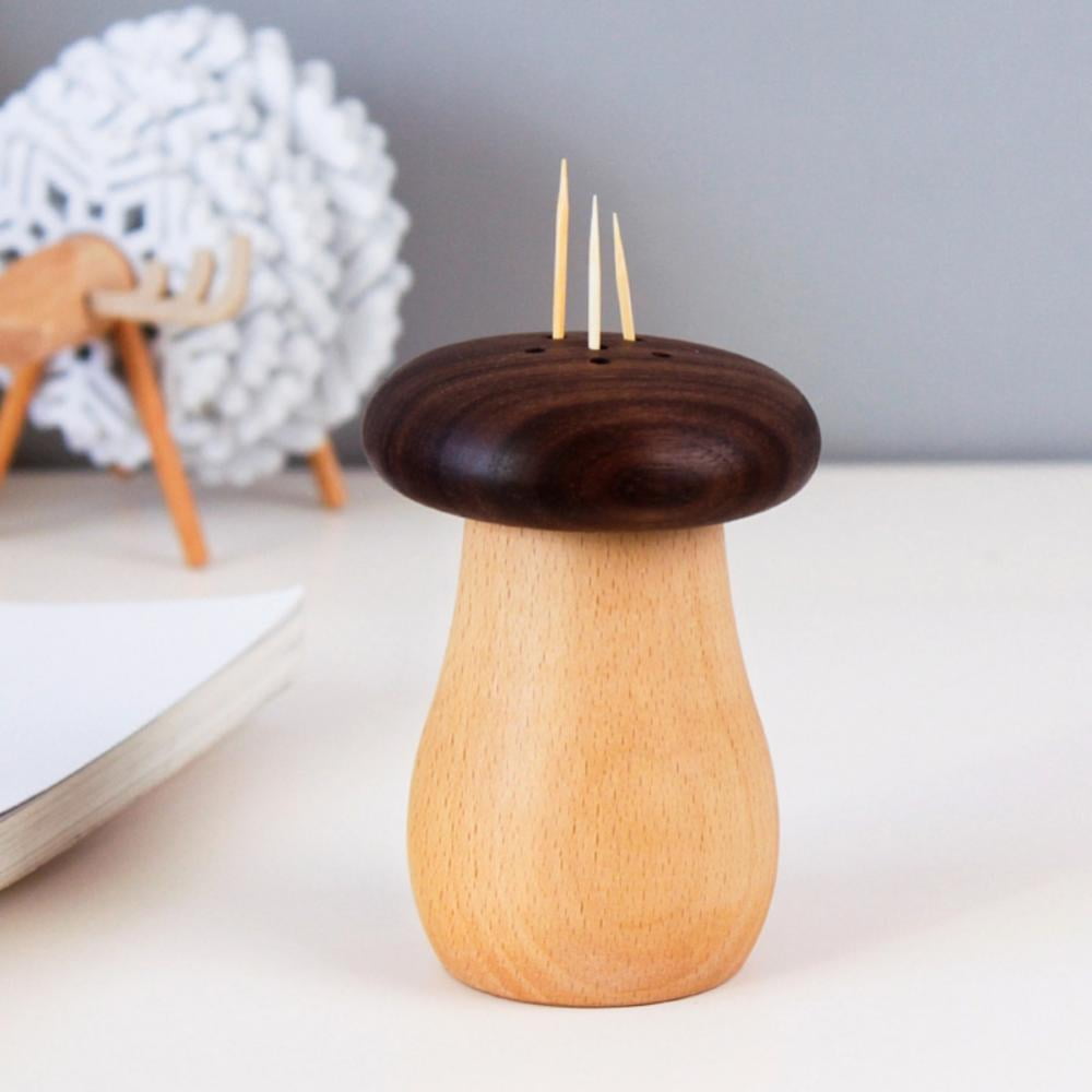 Toothpick Holder Dispenser, Wooden Tooth pick Dispenser, Cute Mushroom ...