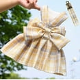 2 sets of fashionable JK plaid design vests with leashes for walking ...