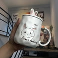 420ml Cartoon Rabbit Coffee Mug Creative Cute Couple Cup with Lid Spoon ...