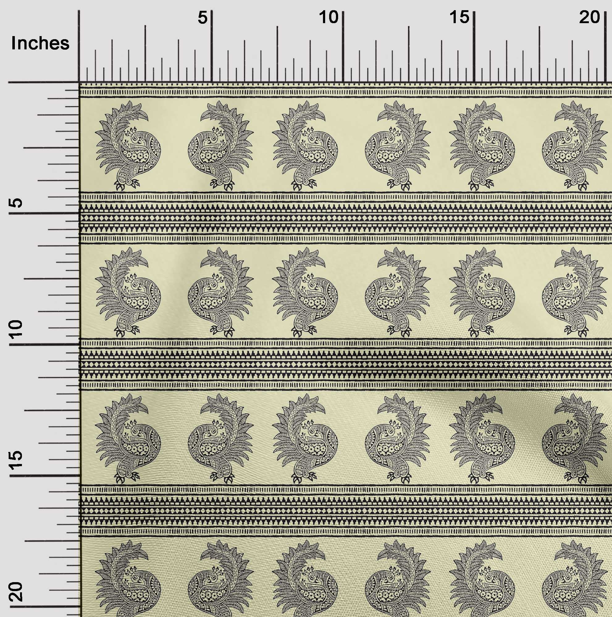 oneOone Cotton Silk Fabric Peacock Block Print Fabric By The Yard 42 ...