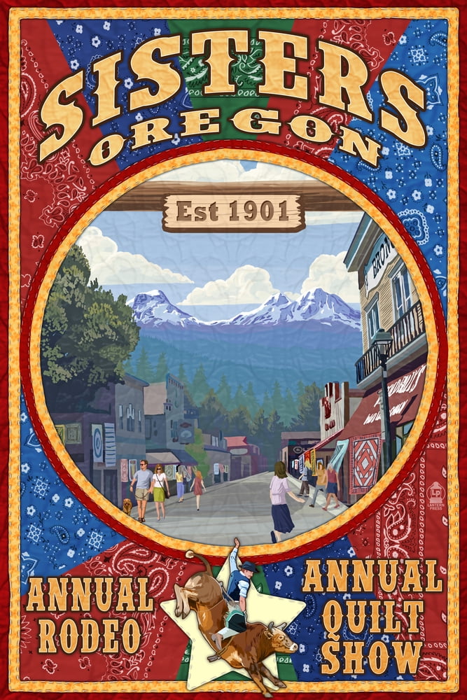 Sisters, Oregon, Town Scene Quilt Design (12x18 Wall Art Poster, Room ...