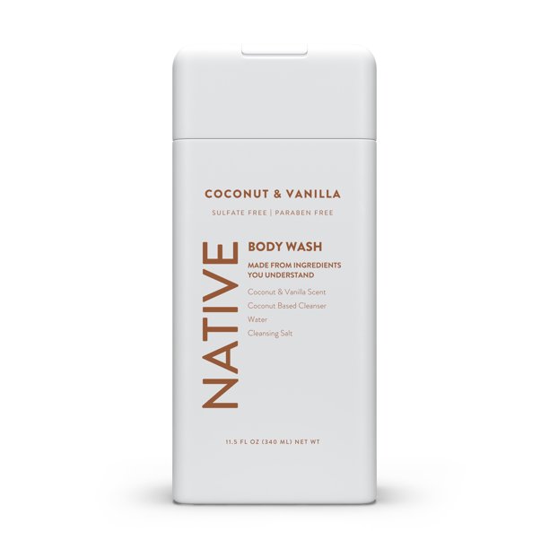 Native Natural Body Wash, Coconut and Vanilla, Sulfate Free, 11.5 oz ...